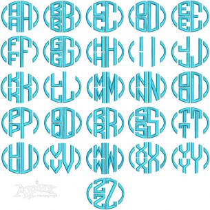 Circle Stacked Monogram Embroidery Font | Apex Embroidery Designs ...