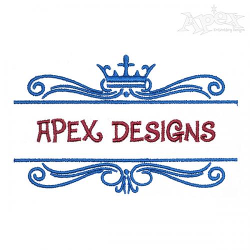 Royal Crown Split Frame Embroidery Design | Apex Monogram Designs & Fonts