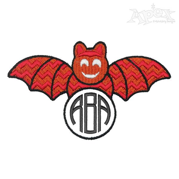 Halloween Bat Monogram Frames Machine Embroidery Design - Apex